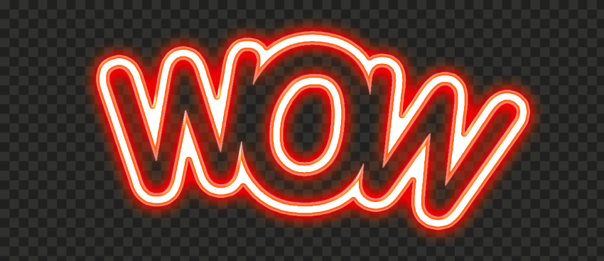 HD Red Wow Neon Expression Word PNG | Citypng
