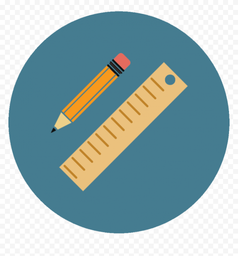 HD Round Flat Pencil with Ruler Icon PNG | Citypng