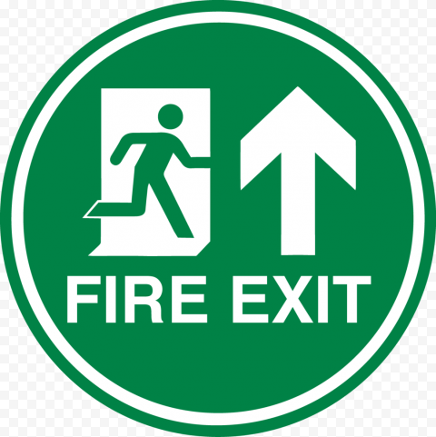 HD Round Green Exit Fire Escape Sign PNG | Citypng