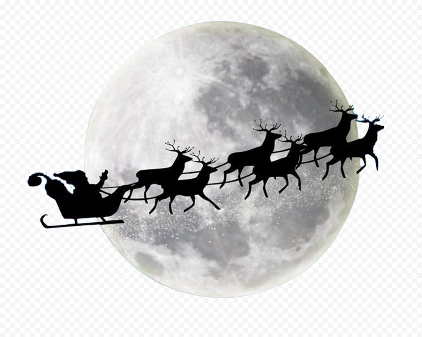 HD Santa Reindeer Moon Silhouette Transparent PNG | Citypng