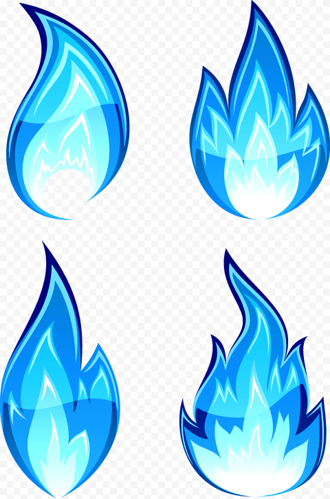 HD Set Of Four Blue Fire Flames Logos Icons PNG | Citypng