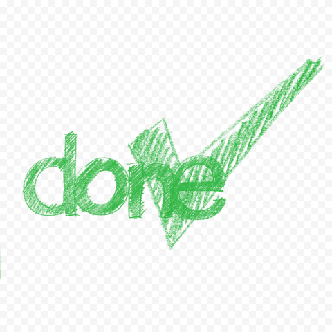 HD Sketch Green Done Word With Yes Mark PNG | Citypng
