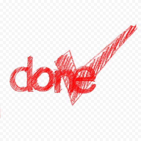 HD Sketch Red Done Word With Yes Mark PNG | Citypng
