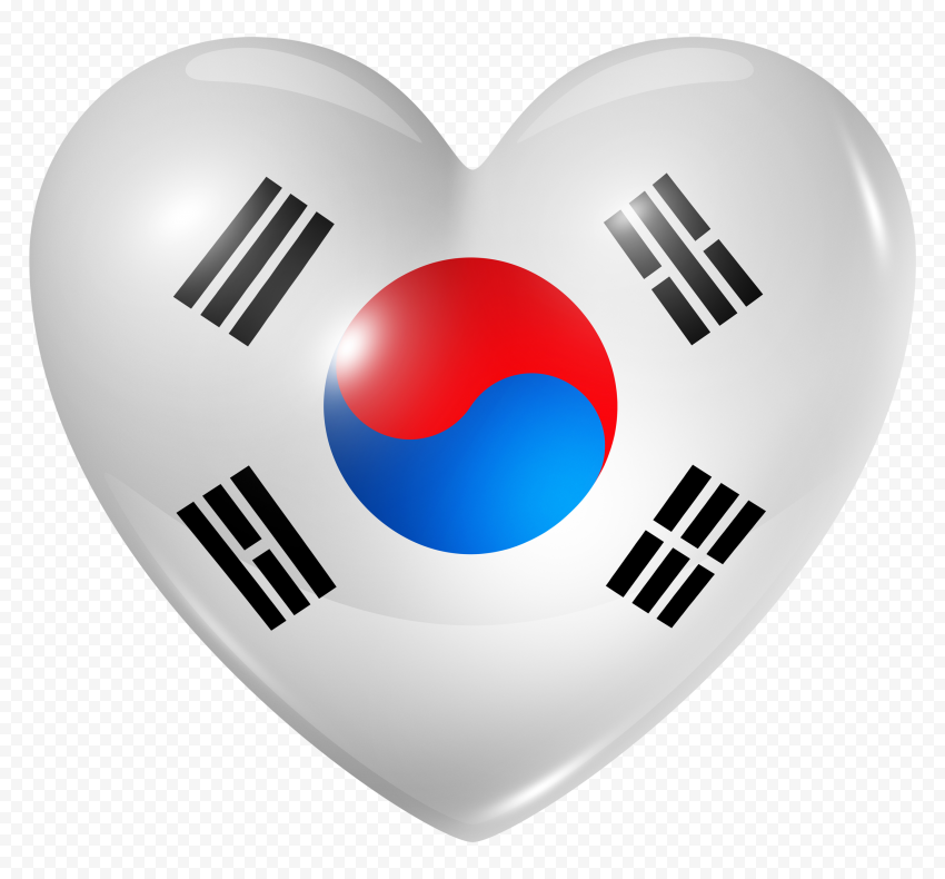 HD South Korea Flag Heart Shape PNG | Citypng