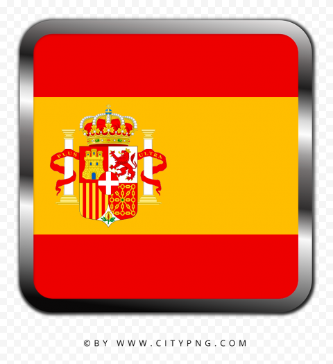 HD Spain Square Metal Framed Flag Icon PNG | Citypng