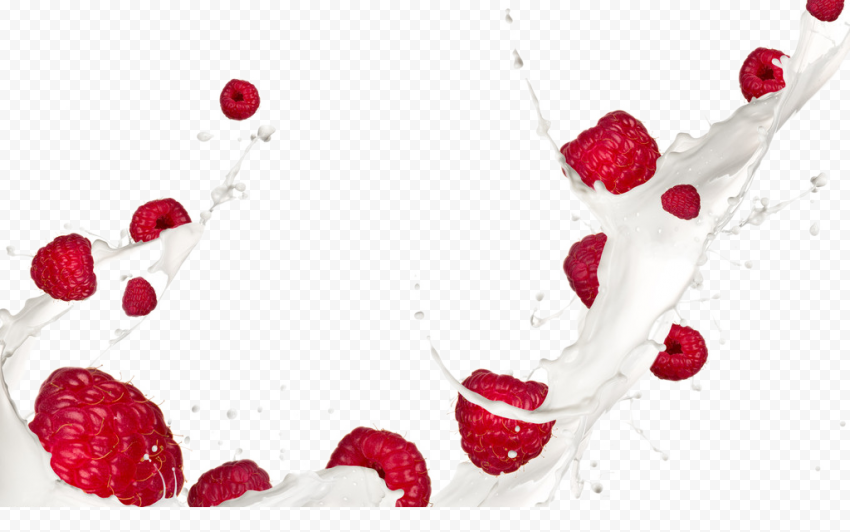 HD Splash Milk Liquid With Raspberry PNG | Citypng