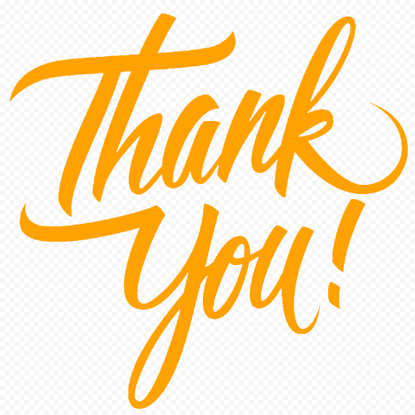 HD Thank You Calligraphy Orange Text PNG | Citypng