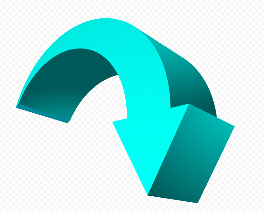HD Turquoise 3D Curved Arrow Pointing Down PNG | Citypng