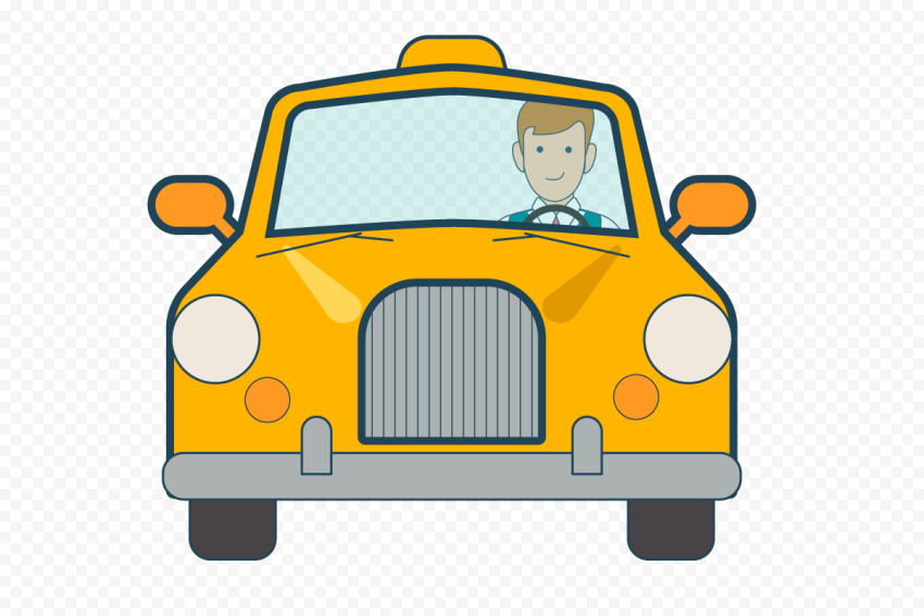 HD Vector Cartoon Driver Driving Taxi Cab PNG | Citypng