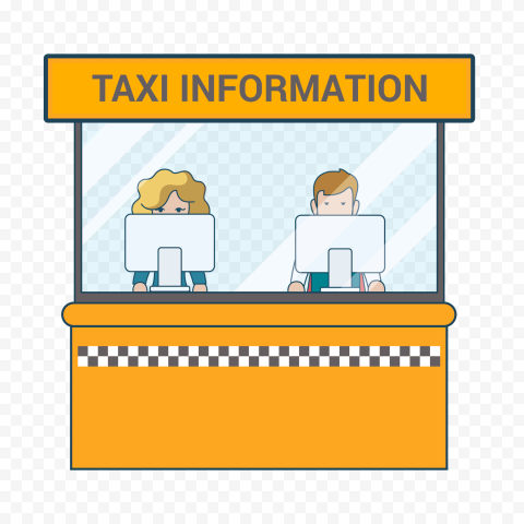 HD Vector Cartoon Taxi Stand PNG | Citypng