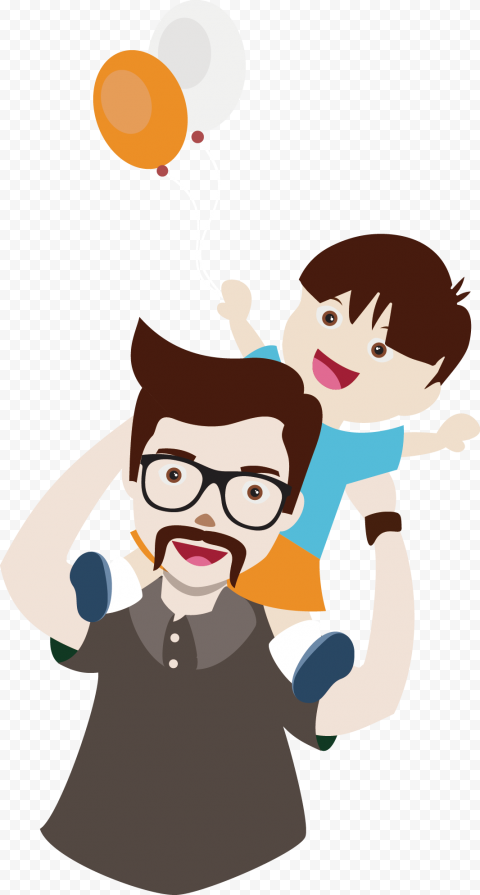 HD Vector Happy Child With Dad Cartoon PNG | Citypng