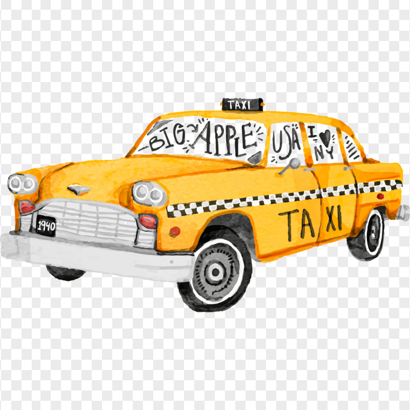 HD Watercolor New York Taxi PNG | Citypng
