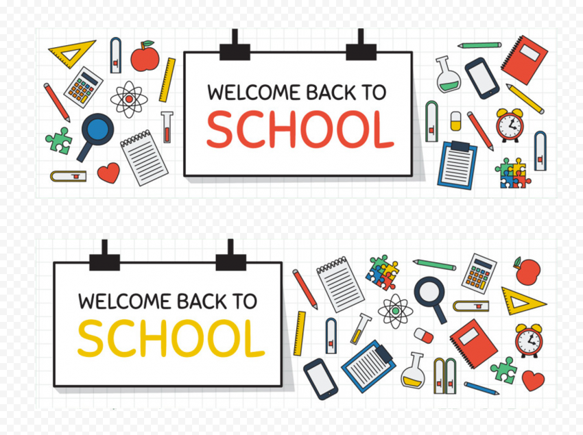 Welcome Back To School Black Banner PNG | Citypng