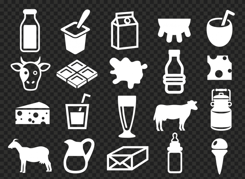 HD White Collection Of Milk Icons PNG | Citypng