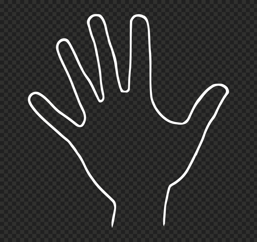 HD White Outline Line Open Left Hand PNG | Citypng