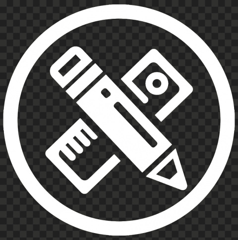 HD White Round Icon Contains Pencil and Ruler PNG | Citypng