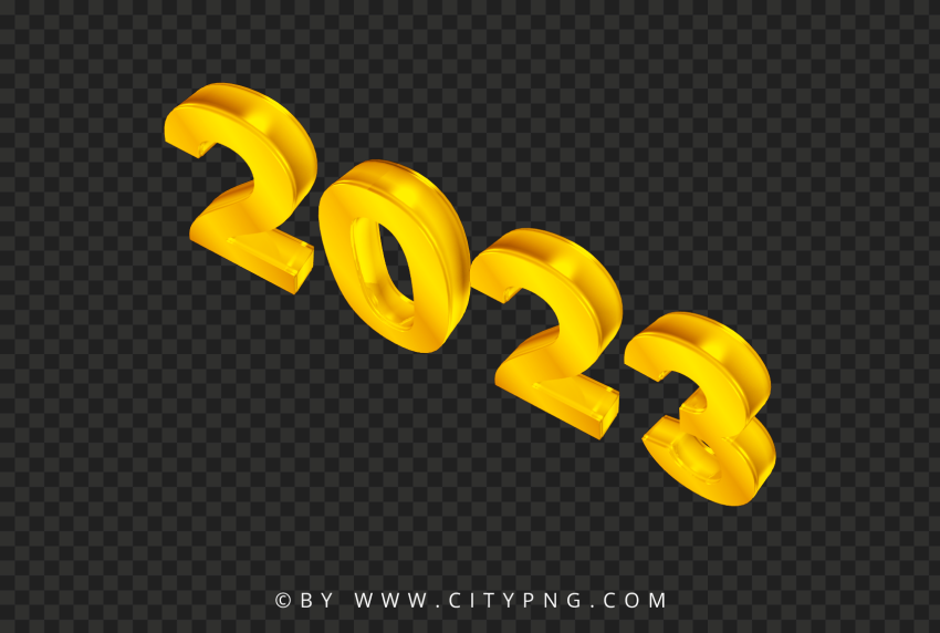 HD Yellow Gold 2023 3D Text Logo Numbers PNG | Citypng