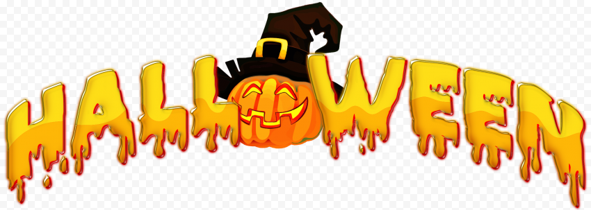HD Yellow Halloween Word With Cartoon Pumpkin Logo PNG | Citypng