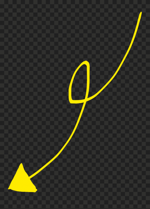 HD Yellow Line Art Drawn Arrow Pointing Down Left PNG | Citypng