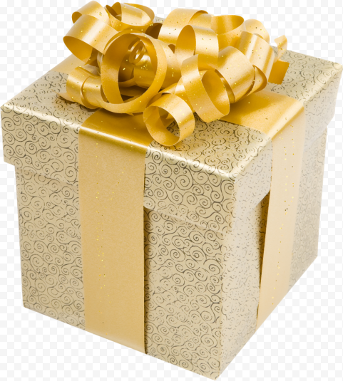 HD Yellow Real Gift Box With Golden Ribbon PNG | Citypng
