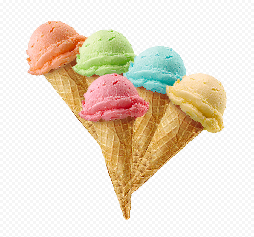 Ice Cream Cones Colorful Scoops Image PNG | Citypng
