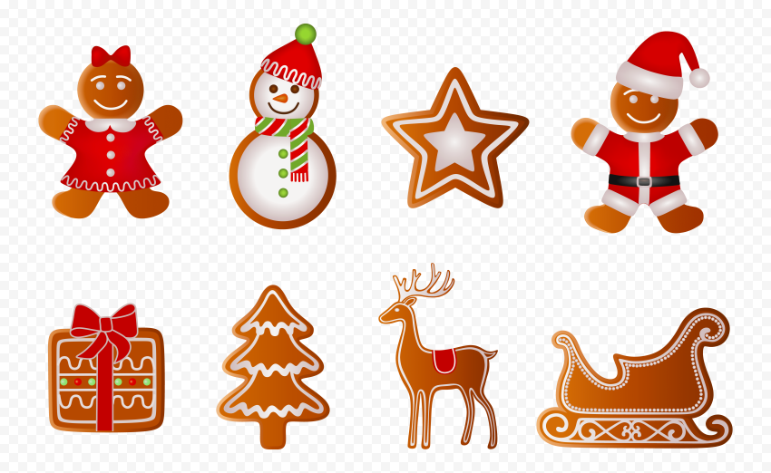 Illustration Cartoon Set Of Gingerbread Items HD PNG | Citypng