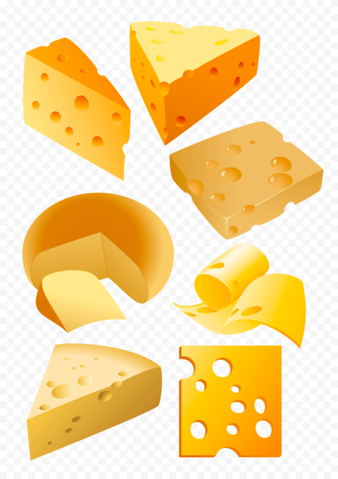 Illustration Realistic Various Type Of Cheese PNG | Citypng