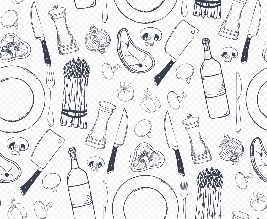 Kitchen Utensils Tools Pattern Background FREE PNG | Citypng