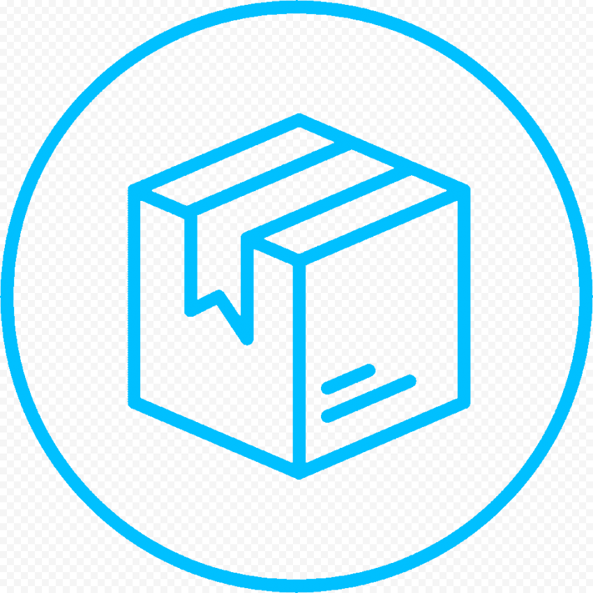 Logistics Parcel Blue Box Package Round Icon FREE PNG | Citypng
