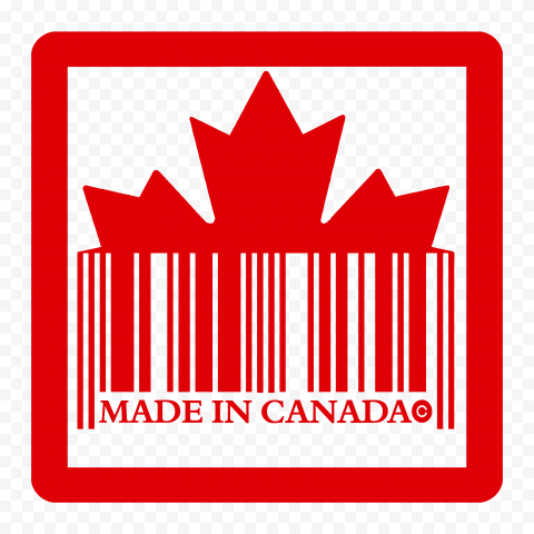 Made In Canada Red Square Sign Label HD PNG | Citypng