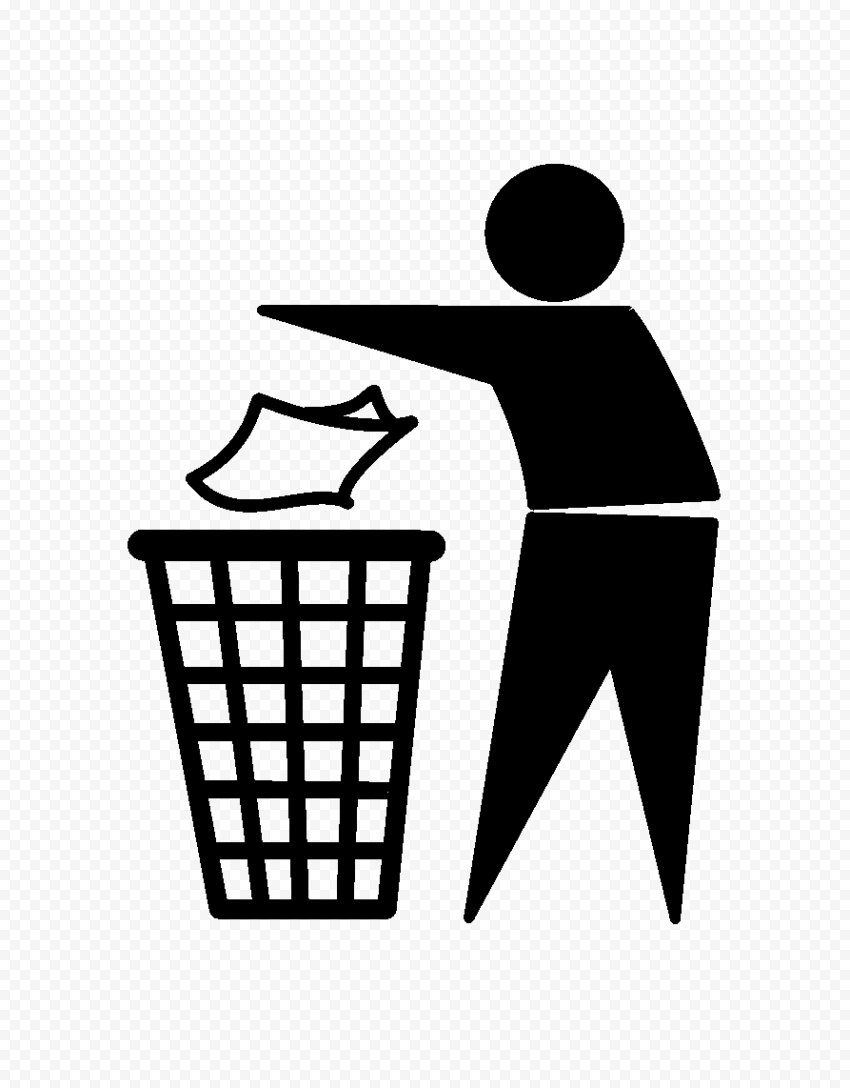 Man Throwing Trash Bin Black Icon HD PNG | Citypng