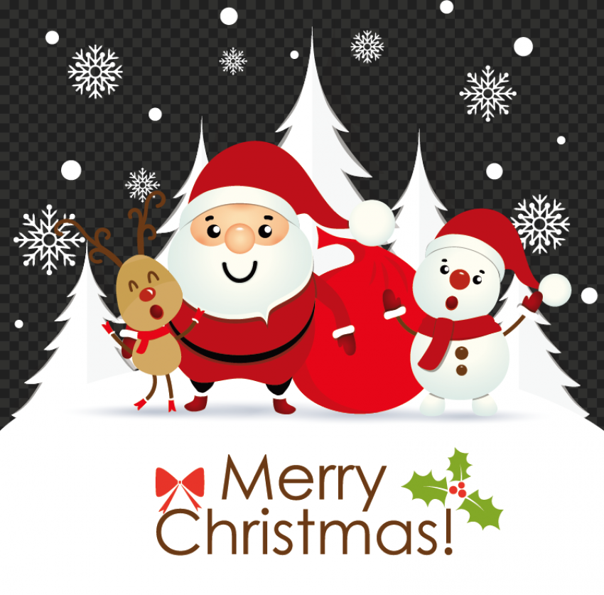 Merry Christmas Characters Illustration FREE PNG | Citypng