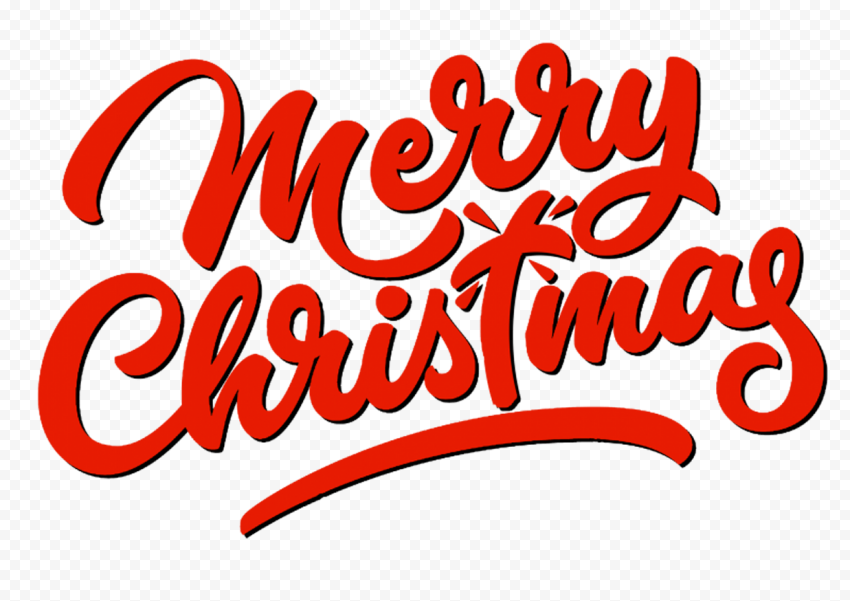 Merry Christmas Red Calligraphy Text Logo FREE PNG | Citypng