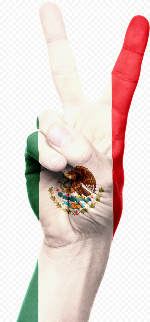 Mexico Flag Painted On Peace Hand Gesture PNG | Citypng