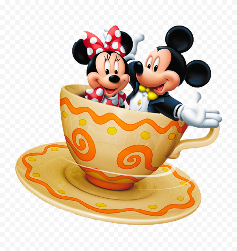 Mickey And Minnie On A Coffee Cup Illustration PNG | Citypng