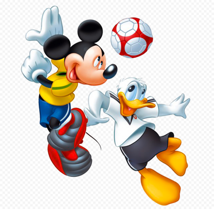 Mickey Mouse And Donald Duck Playing Football Image PNG | Citypng