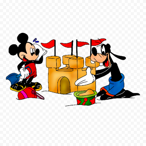 Mickey Mouse And Goofy At Beach Playing In The Sand | Citypng