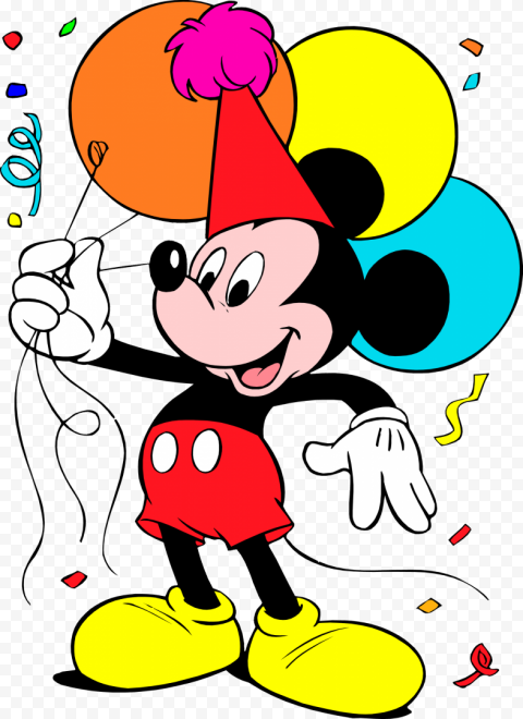 Mickey Mouse Clipart Holding Anniversary Balloons | Citypng
