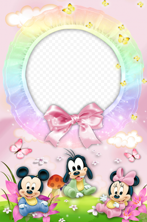 HD Baby Mickey, Minnie And Donald Collage Frame PNG | Citypng