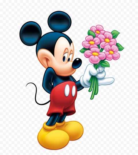 Mickey Mouse Holding Flowers