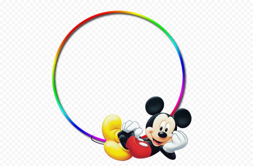 Mickey Mouse Laying In Circle Frame PNG | Citypng