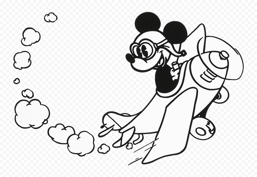 Mickey Mouse Plane Coloring Page Image PNG | Citypng