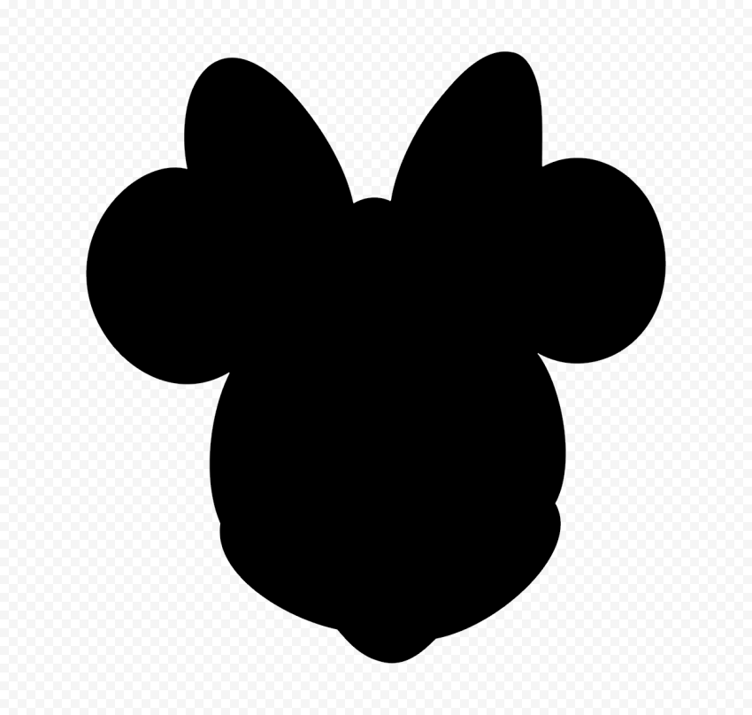Minnie Mouse Face Head Black Silhouette PNG | Citypng