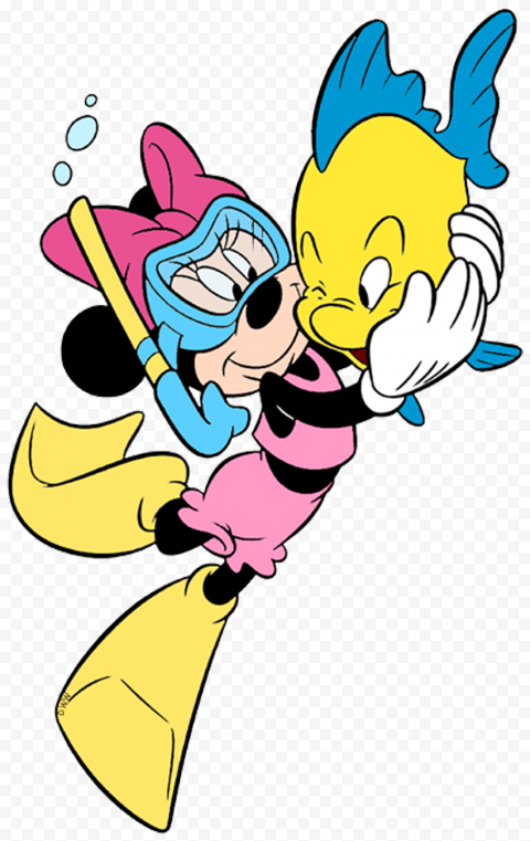 Minnie Mouse Underwater Swimming With Fish | Citypng