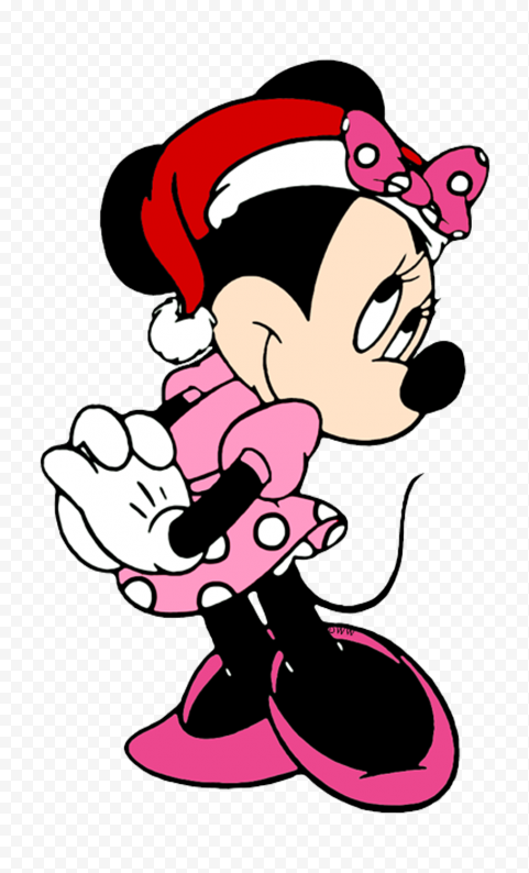 Minnie Mouse Wearing Santa Claus Hat Cute Pose PNG | Citypng