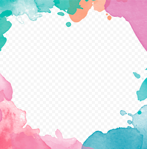Multicolored Watercolor Square Frame PNG Image | Citypng