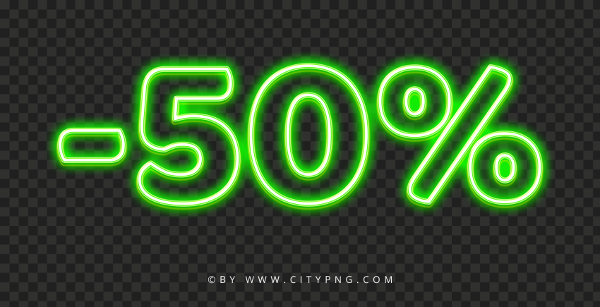 Neon 50 Percent Discount Green Sign Logo FREE PNG | Citypng