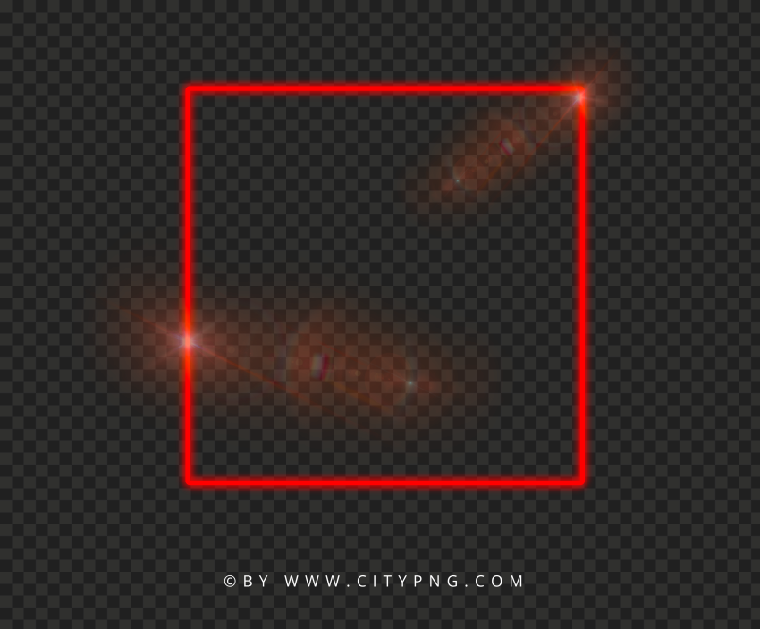 Neon Red Square Frame Flare Effect PNG | Citypng