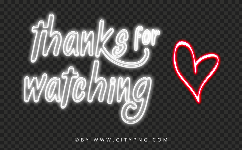 HD Neon Thanks For Watching With Youtube Logo Icon PNG | Citypng