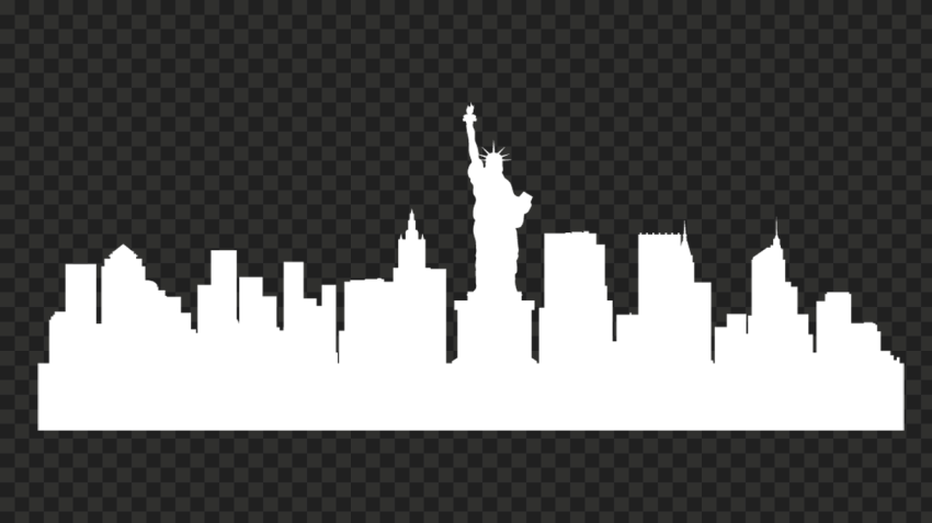 New York Metropolis City White Silhouette PNG | Citypng